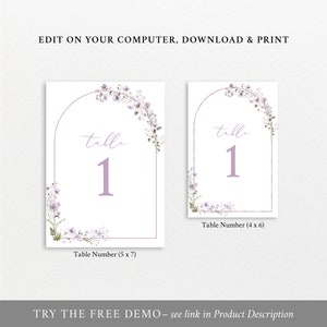 Table Number Sign Template, Rustic Lavender Flower Arch, Lavender Table ...