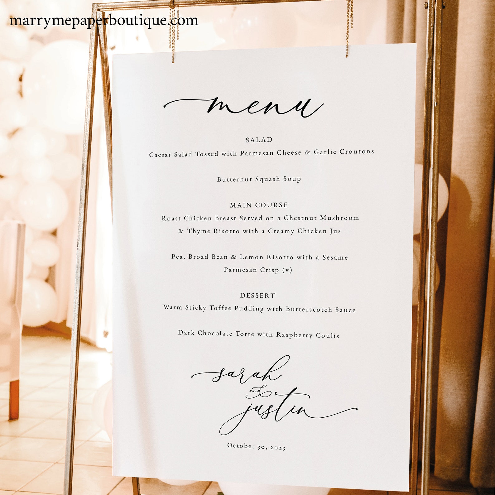 Wedding Menu Sign Template Classic & Elegant Wedding Menu - Etsy