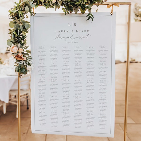 Large Seating Chart Wedding Template - Etsy