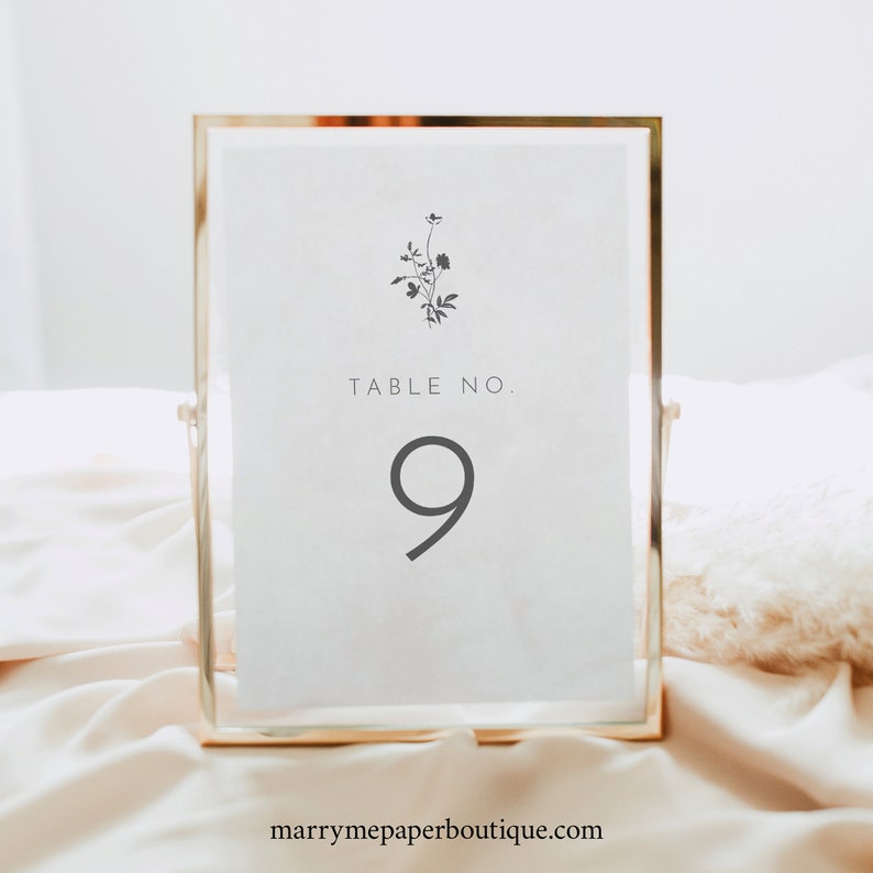 Table Number Sign Template Elegant Botanic Flowers Editable - Etsy