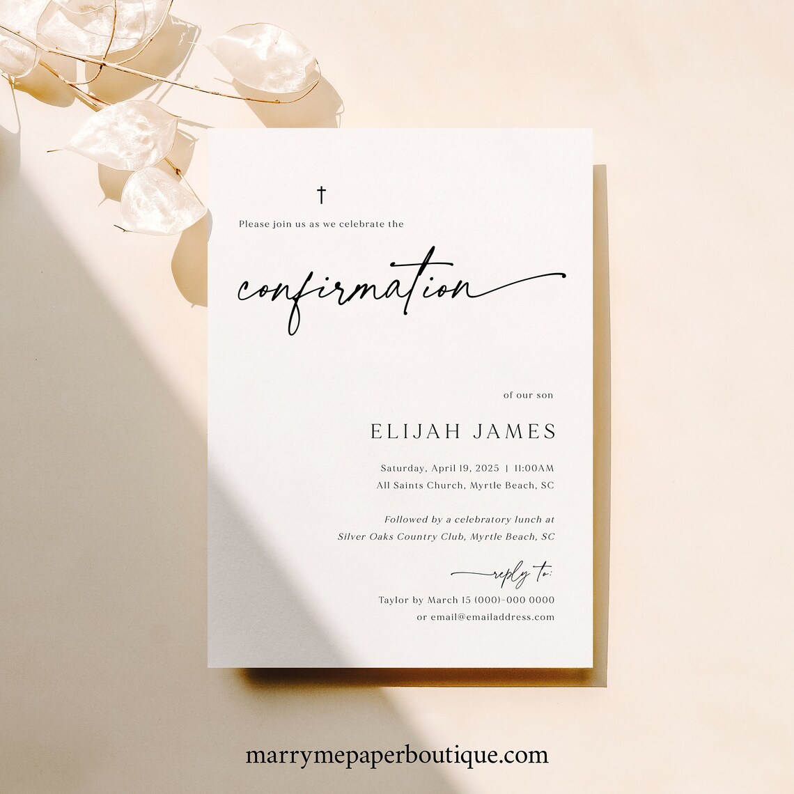 Confirmation Invitation Template Modern & Classic Editable - Etsy
