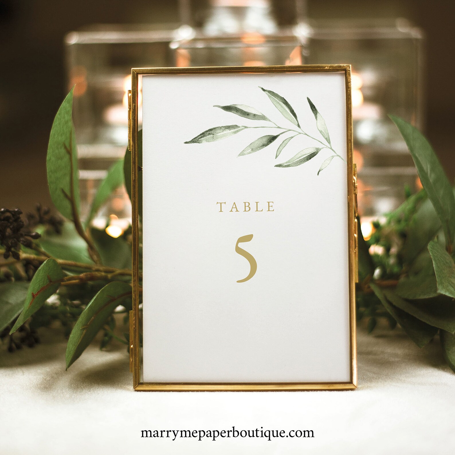 Table Number Template Greenery Leaf Editable Instant - Etsy