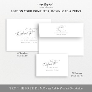 Wedding Envelope Addressing Template, Pretty Calligraphy, Editable ...