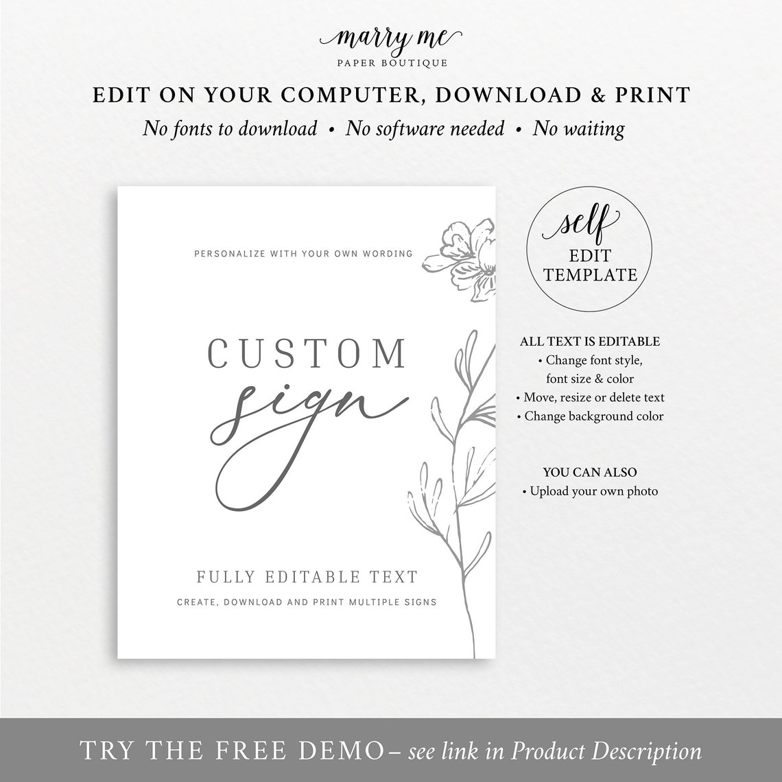 Create MULTIPLE Signs Template Try Before Purchase Editable - Etsy