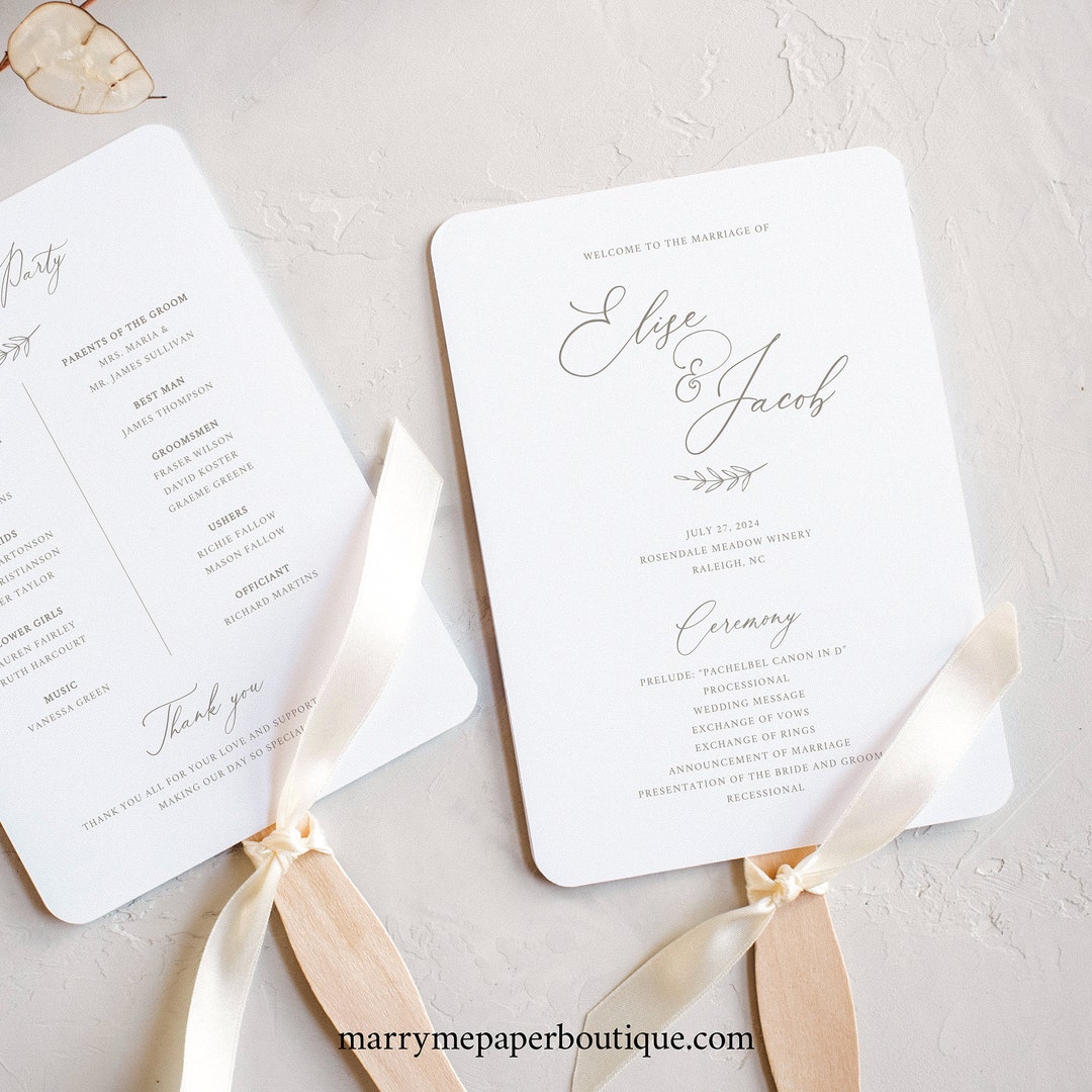 Wedding Program Fan Template, FREE Demo Available, Editable Instant ...