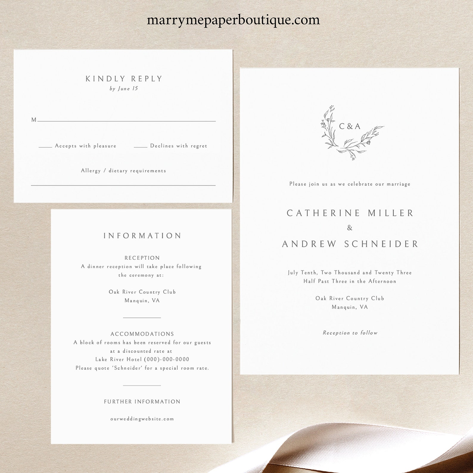 Wedding Template Bundle Elegant Monogram Demo Available - Etsy UK