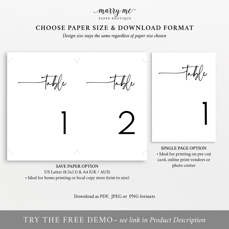 Table Number Sign Template Modern Contemporary Clean Simple - Etsy