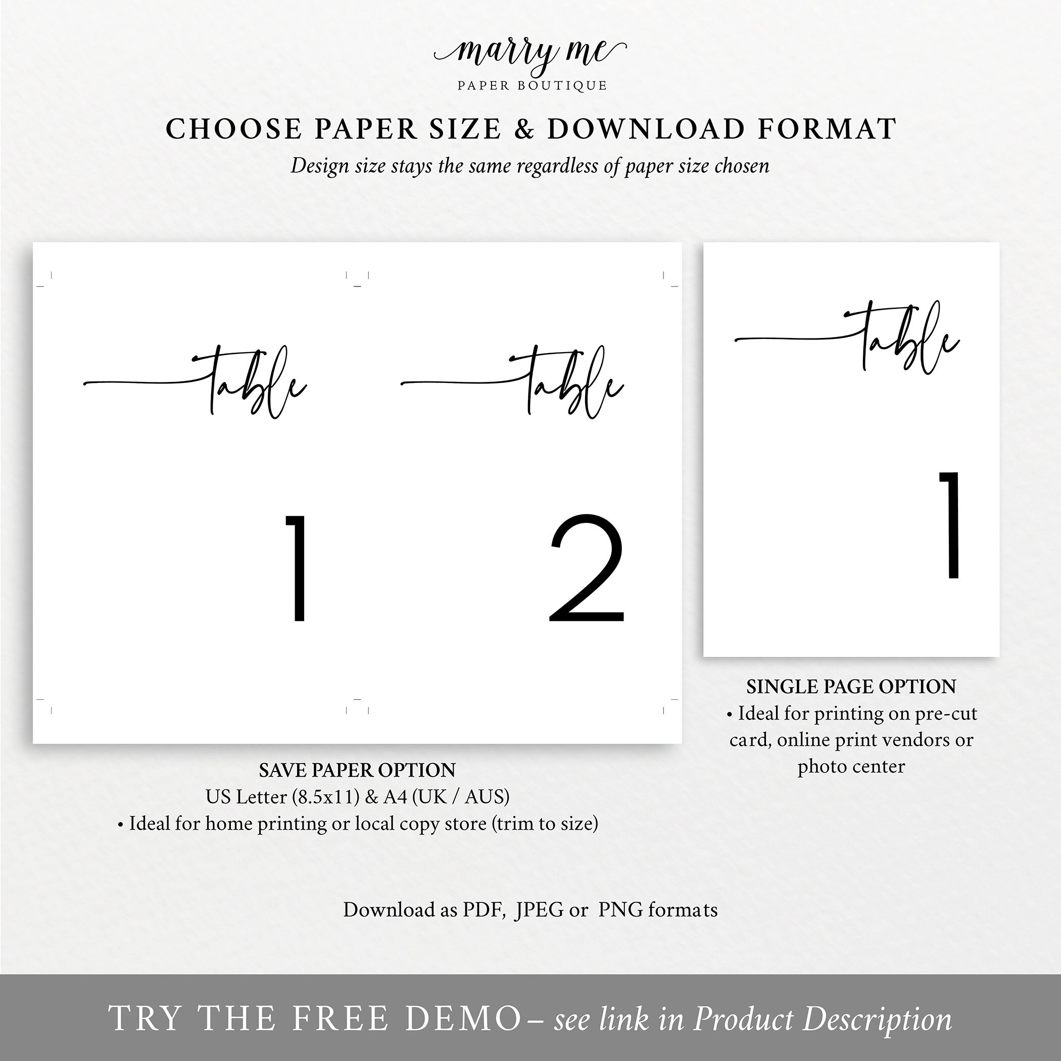 Table Number Sign Template Modern Contemporary Clean Simple | Etsy