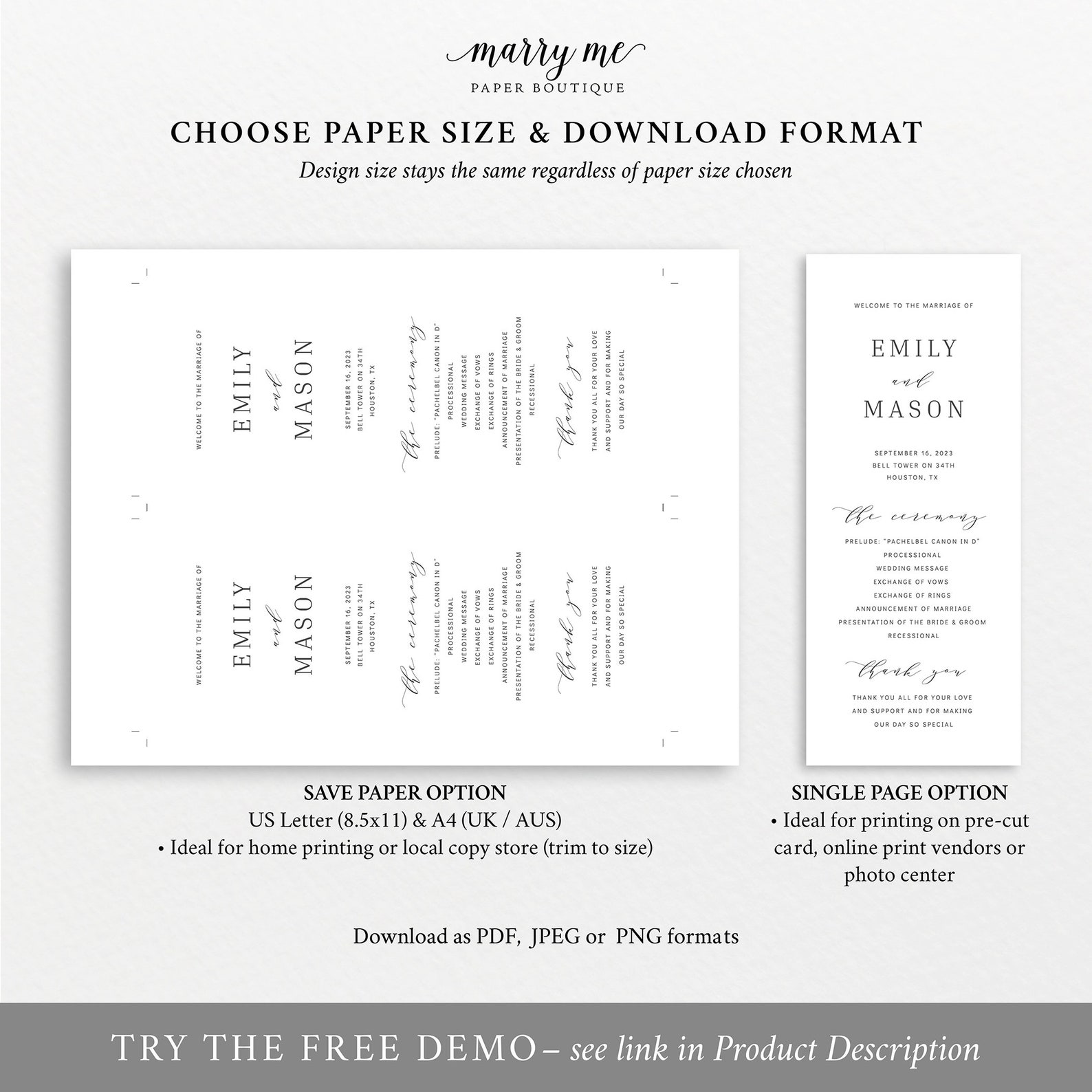 Wedding Program Template Formal & Elegant Try Before - Etsy