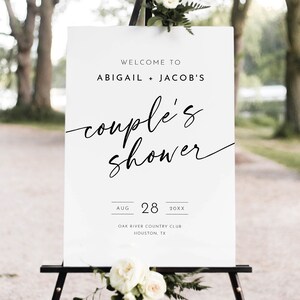 Couples Shower Welcome Sign Template, Minimalist Calligraphy, Editable ...