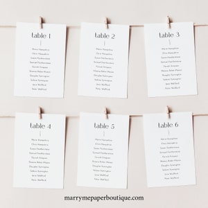 Seating Chart Cards Template, Minimalist Modern, Printable, Minimalist ...