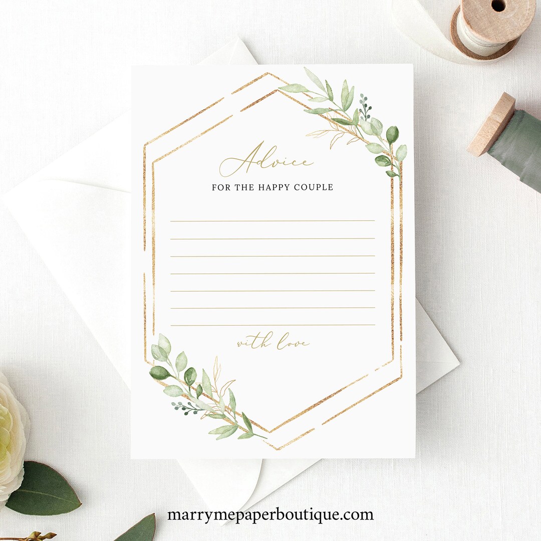 Advice Card Template Greenery Hexagonal Editable & - Etsy UK