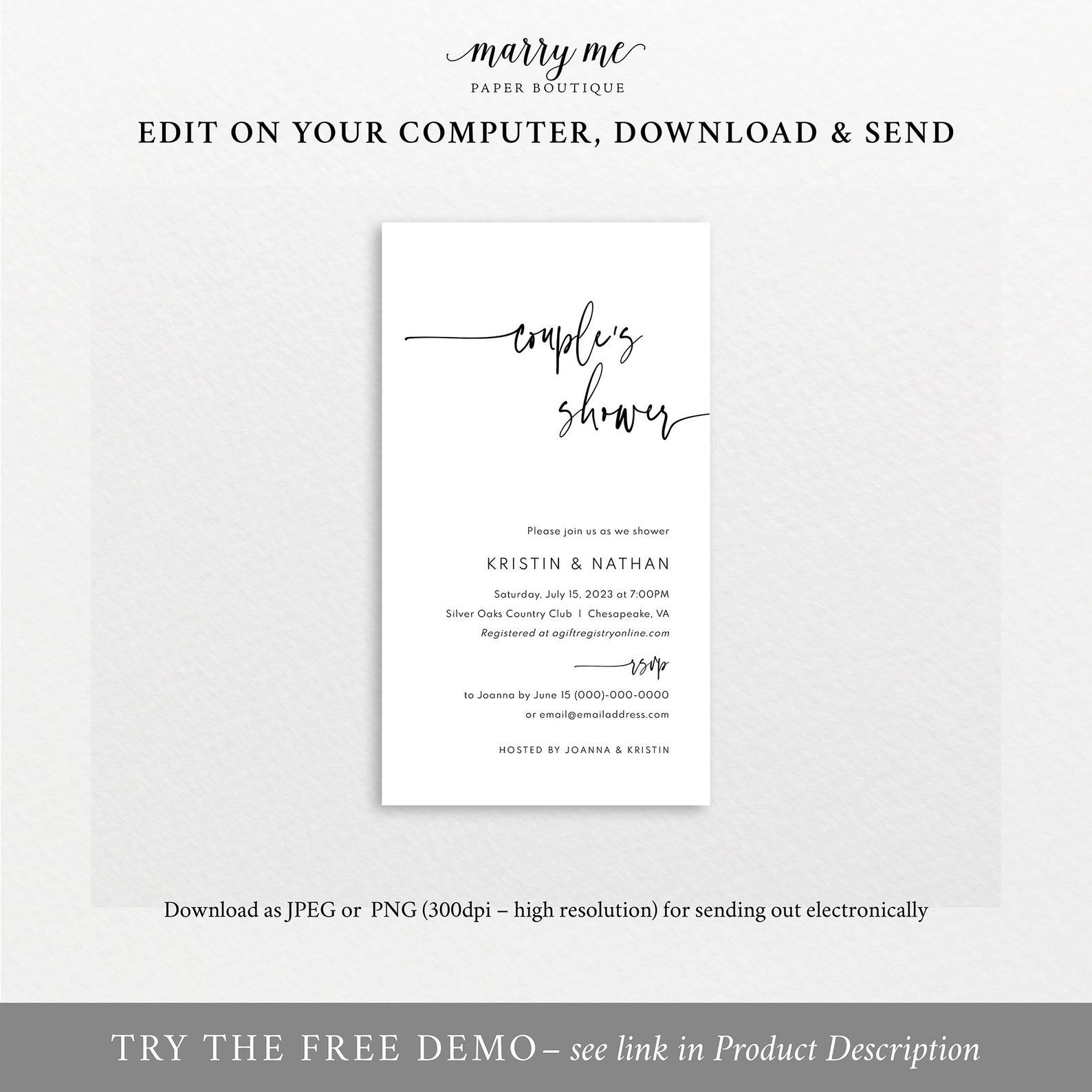 Digital Couples Shower Text Invitation Template Modern & - Etsy