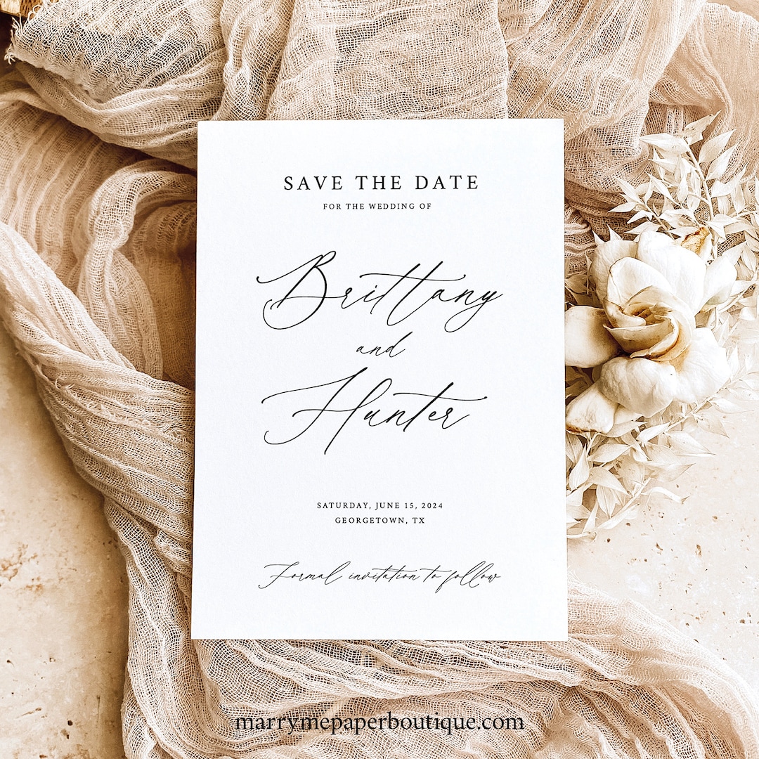 Save the Date Template Stylish Script Font Editable Instant - Etsy