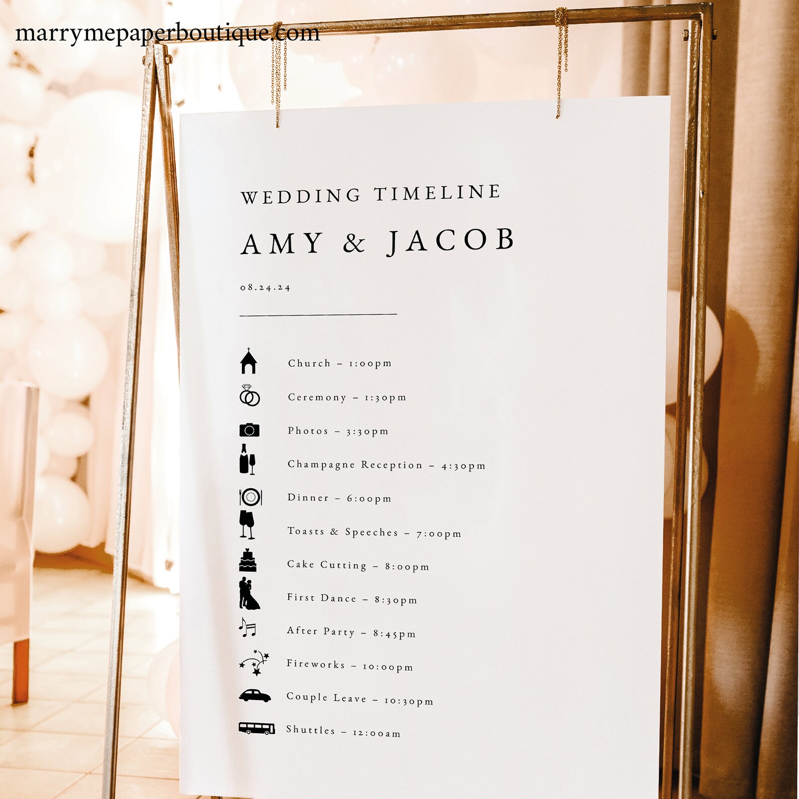 Classic Wedding Timeline Sign Template Simple Wedding - Etsy