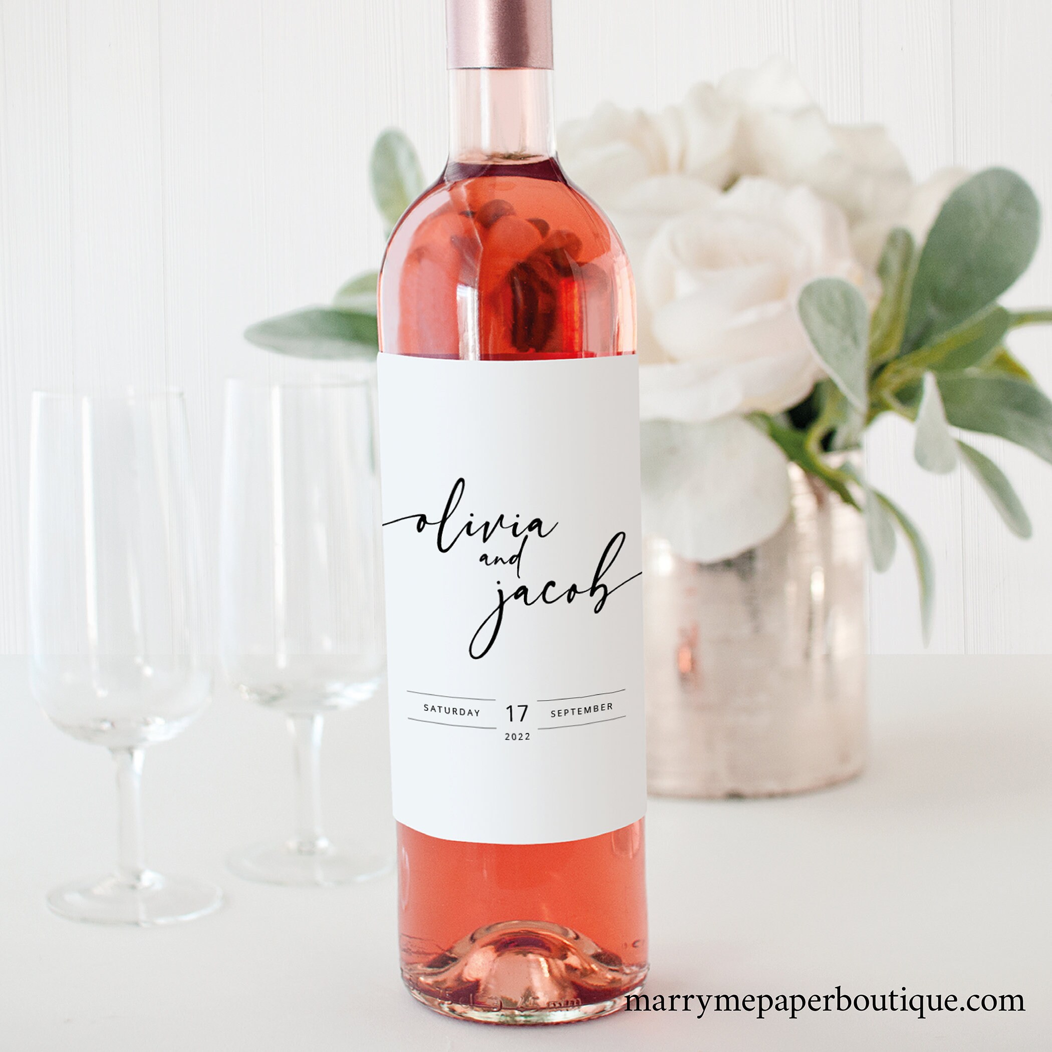 Modern Wine Label Template Calligraphy Wine Bottle Label Printable 