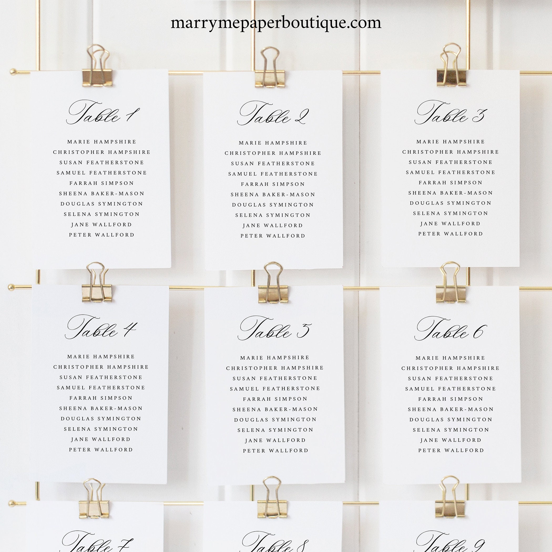 Seating Plan Cards Template Elegant Classic Calligraphy - Etsy UK