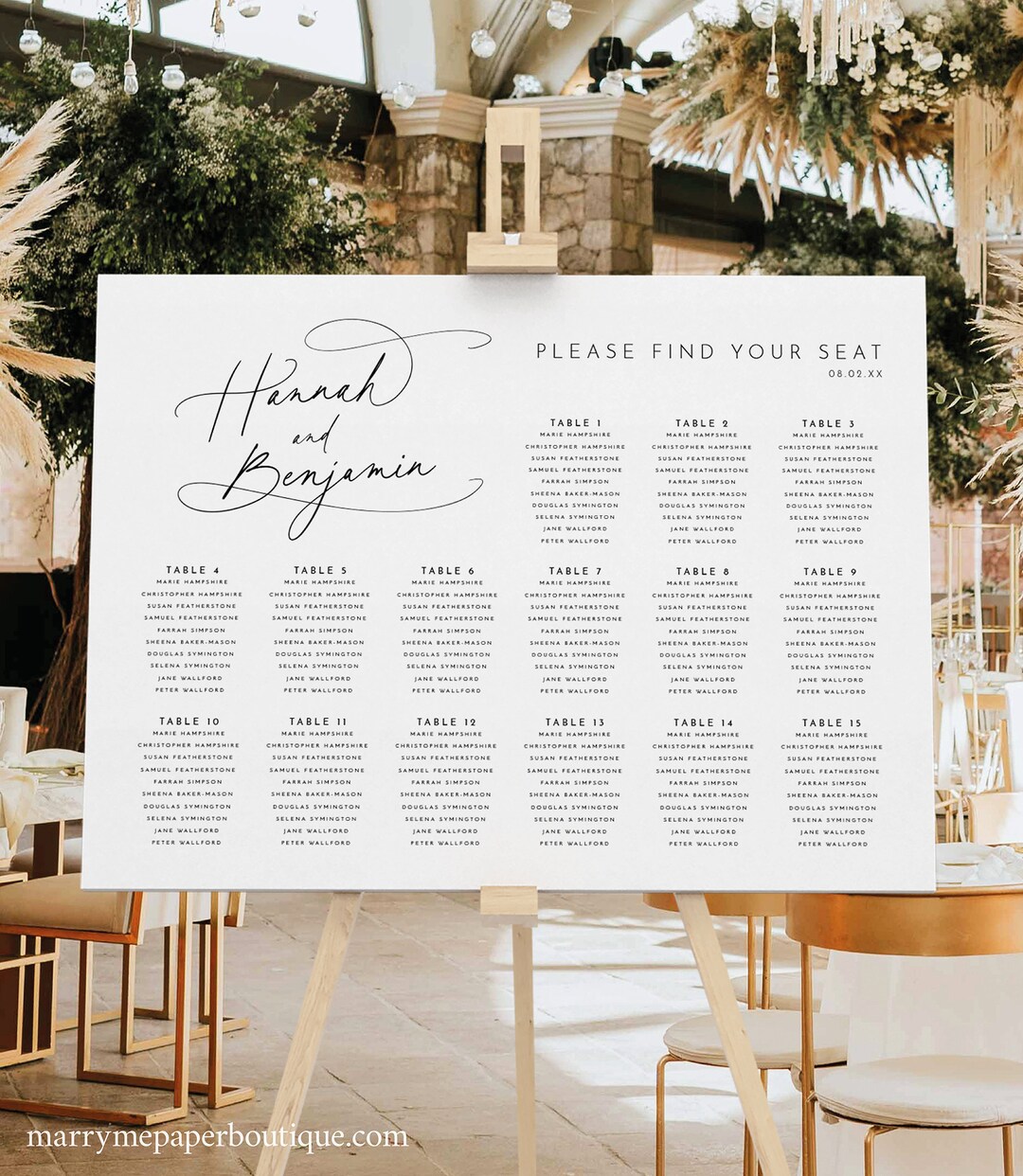 Buy Seating Plan Sign Template, Pretty Calligraphy, Wedding Seating ...