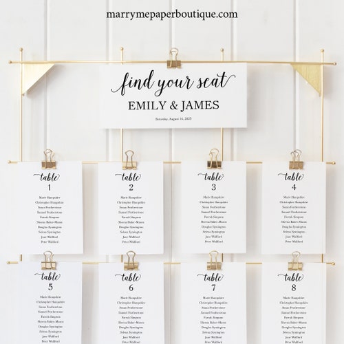 Wedding Seating Cards Template Elegant Border Seating Chart - Etsy