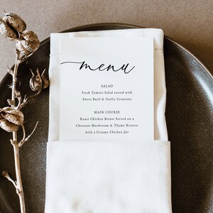 Classic Wedding Menu Template, Elegant Wedding Menu, Printable ...