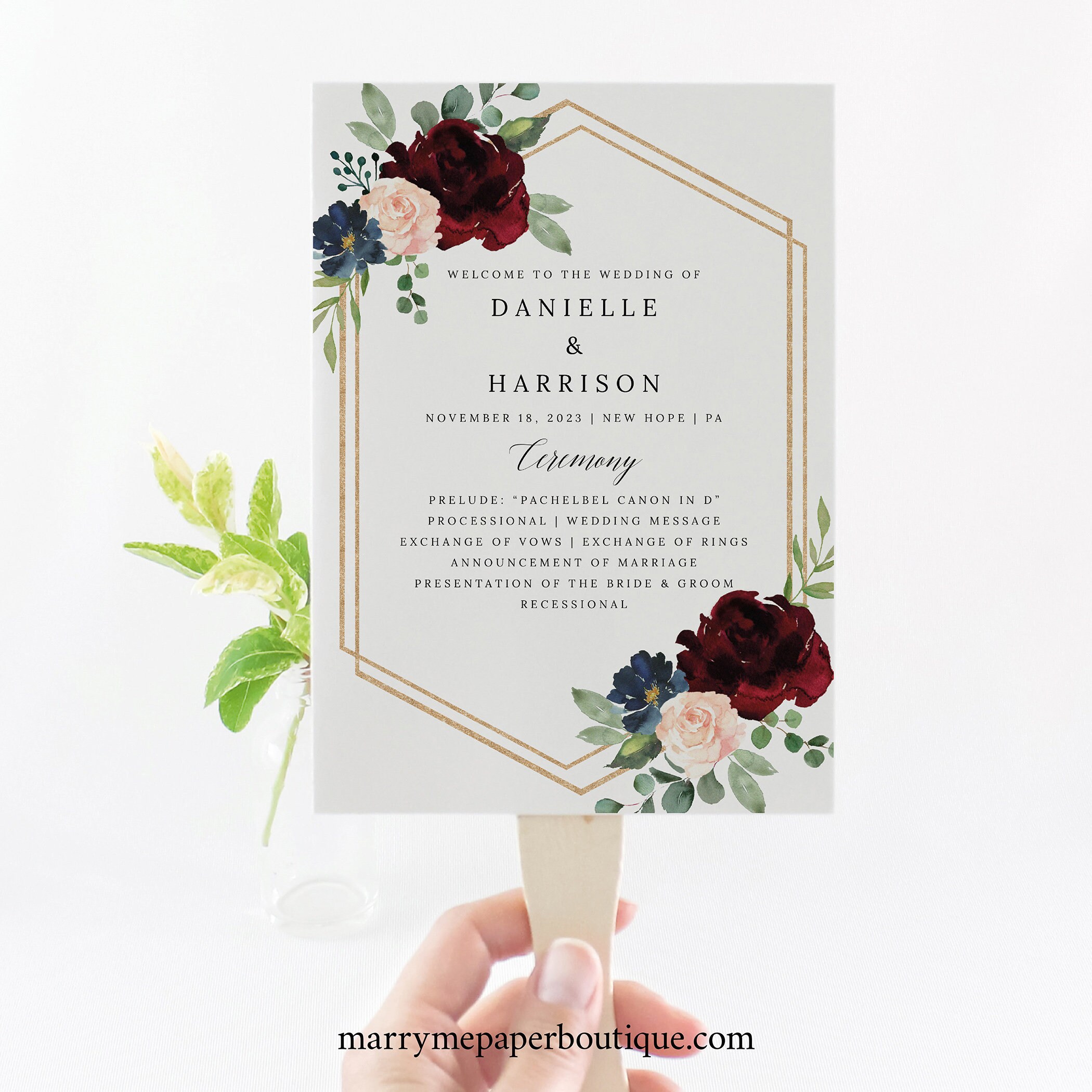 Wedding Program Fan Template Demo Available Printable | Etsy