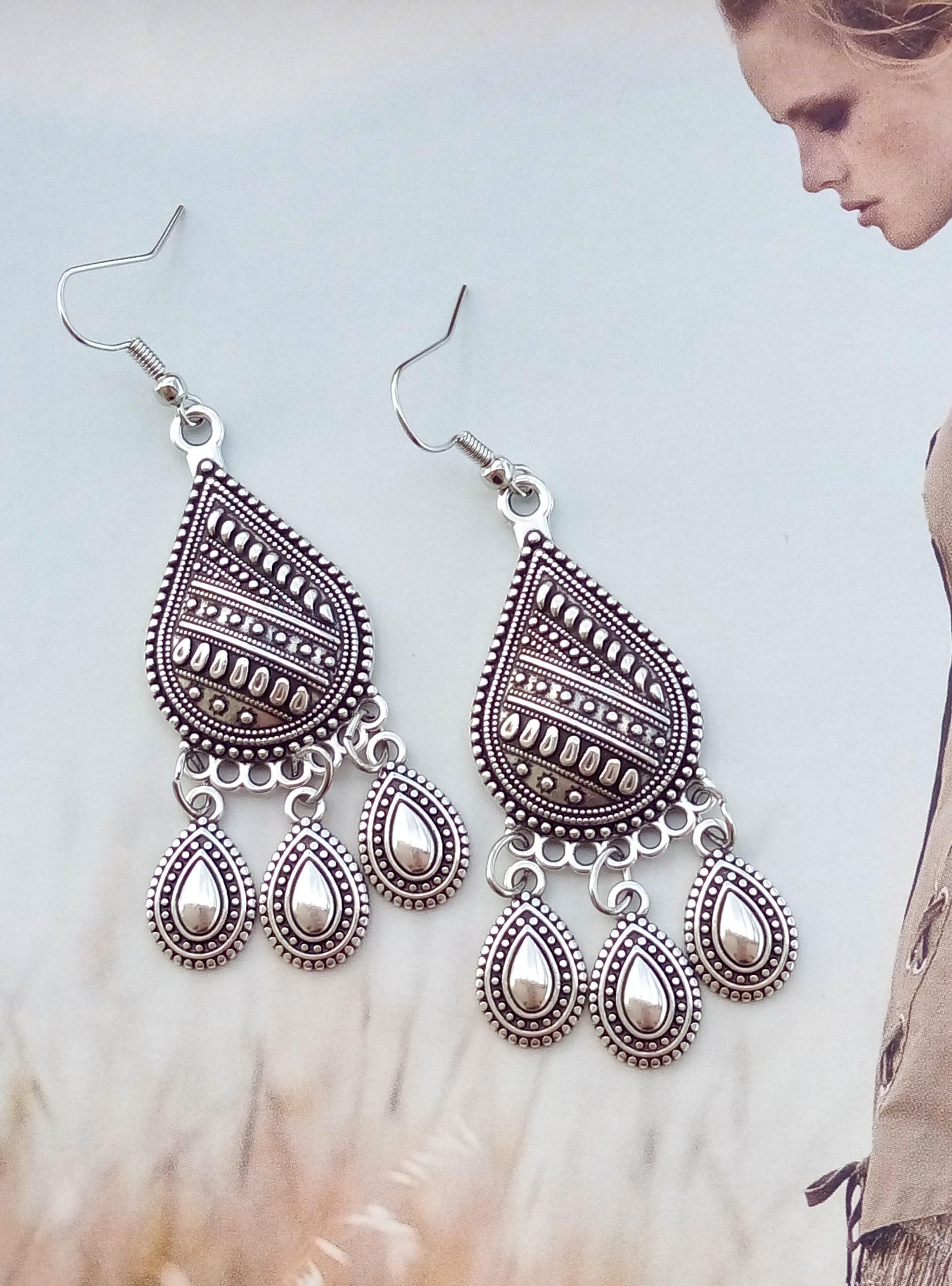 Bohemian Earrings, Boho Earrings, Ethnic Earrings, Hook Boho Earrings ...