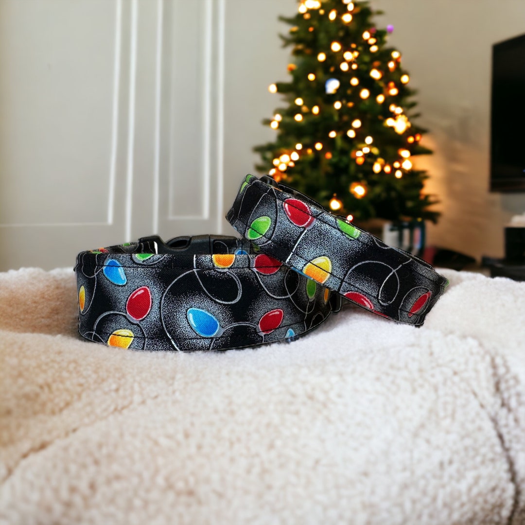 Christmas Lights Dog Collar: Handmade Adjustable Fabric Collar ...