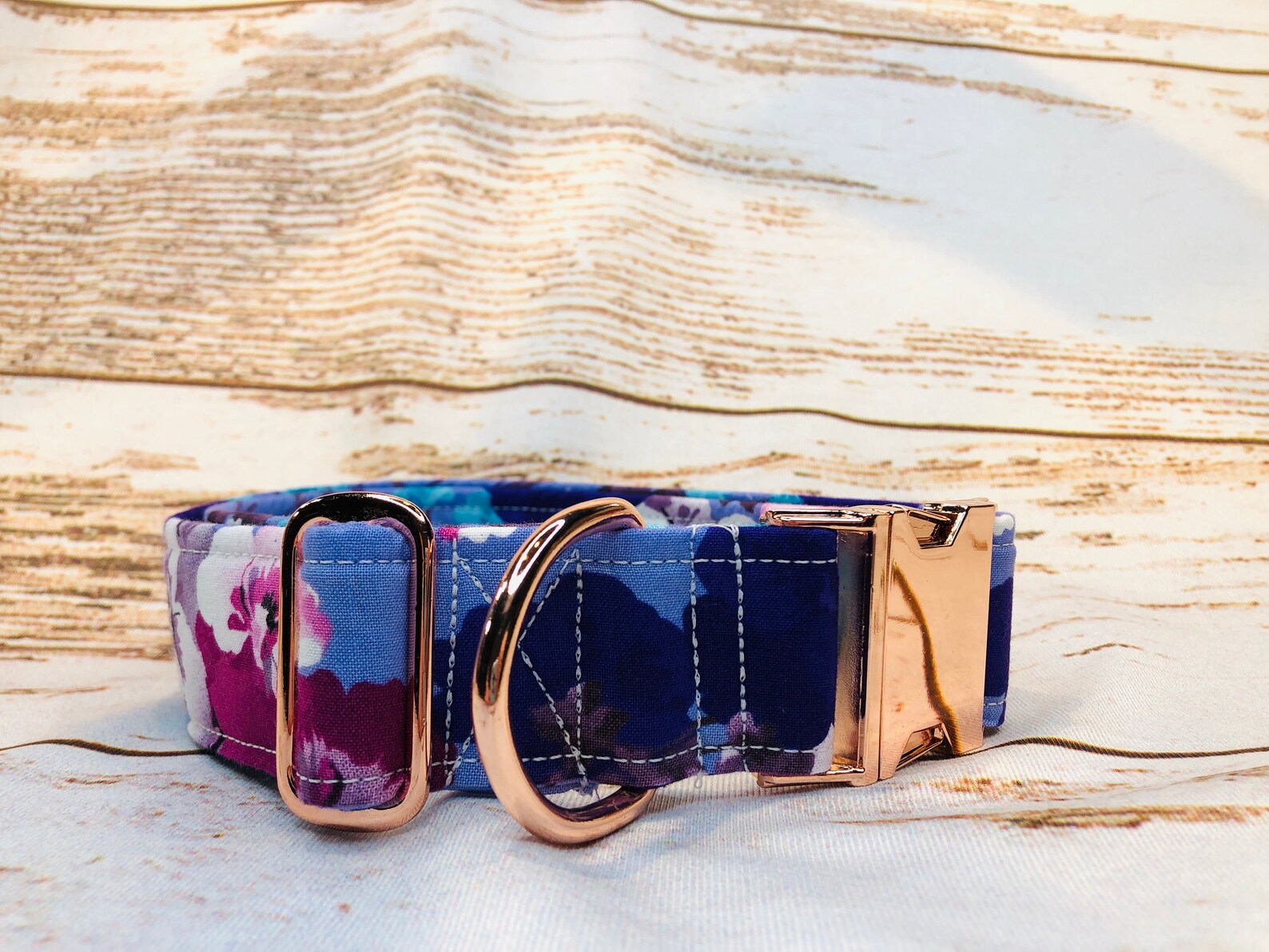 Purple Floral Dog Collar Rose Gold Dog Collar Girl Dog - Etsy