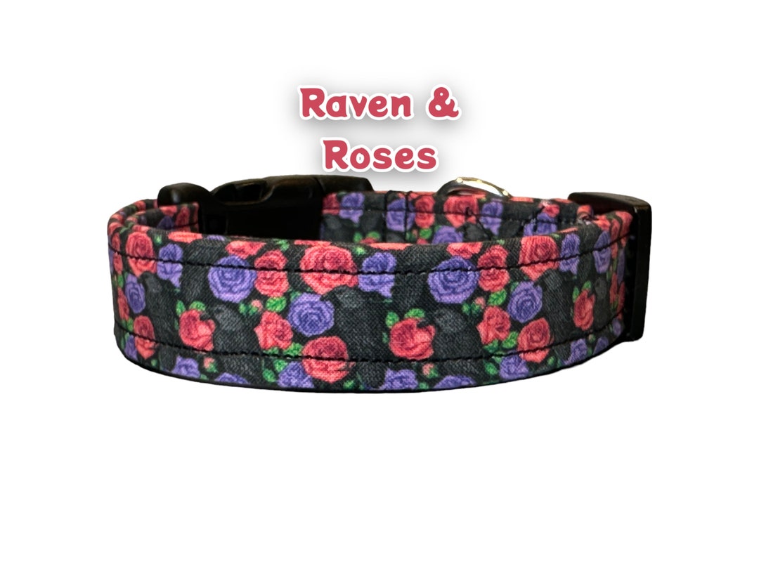 Dog Collar, Floral Dog Collar, Girl Dog Collar, Raven Dog Collar ...