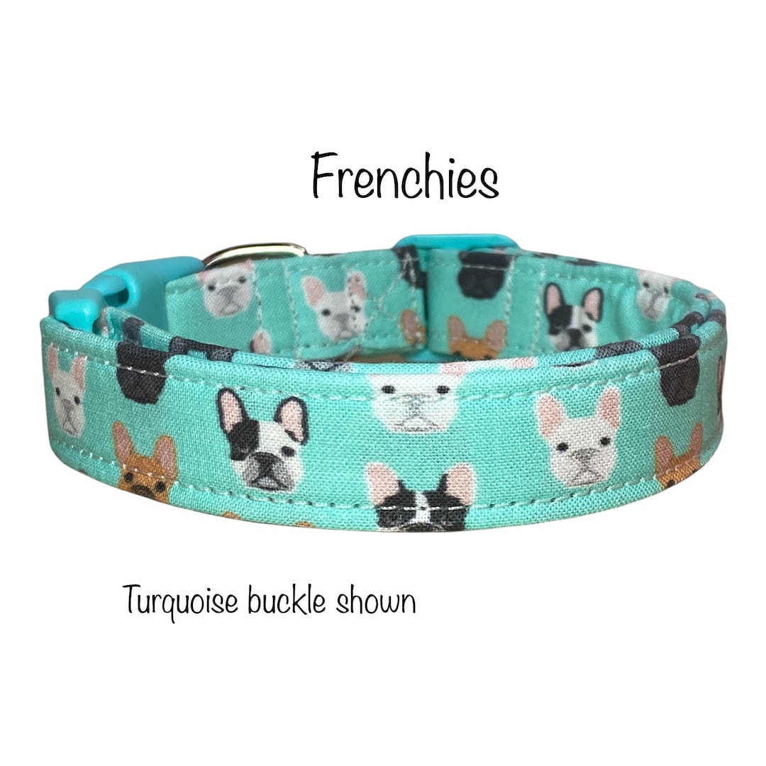 French Bulldog Dog Collar, Frenchie Dog Collar, Adjustable Collar, Side ...
