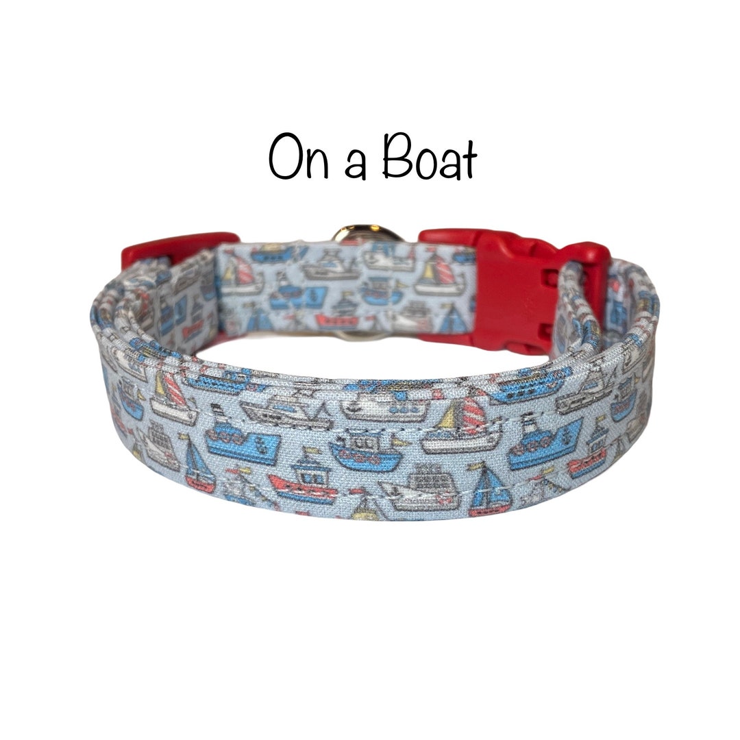Boat Dog Collar: Funny Sailing Design, Adjustable, Washable, Handmade ...