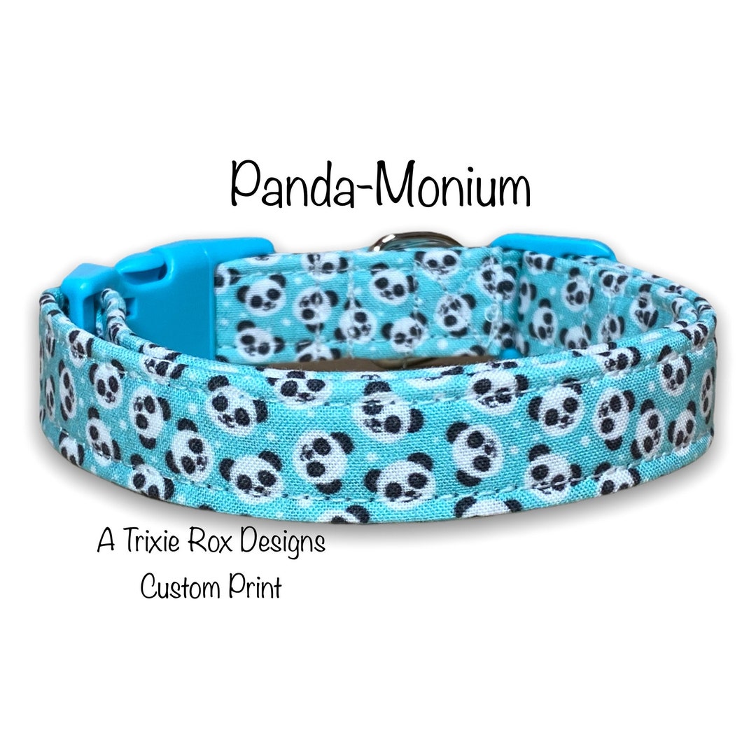 Panda Dog Collar, Funny Dog Collar, Blue, Panda Bears, Washable ...
