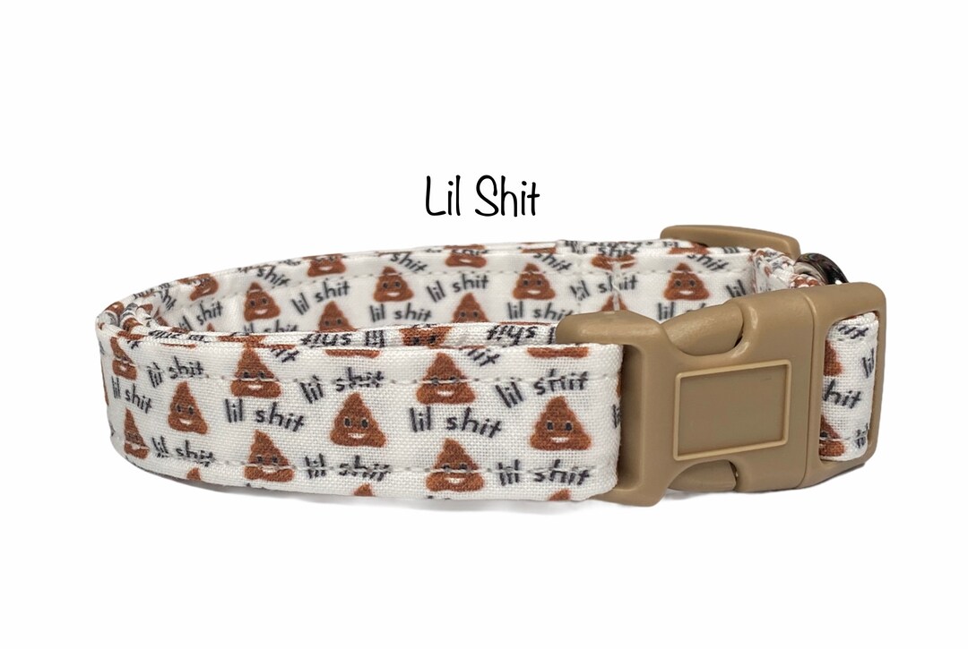 Lil Shit Funny Handmade Dog Collar, Washable Side Release Fabric Pet ...