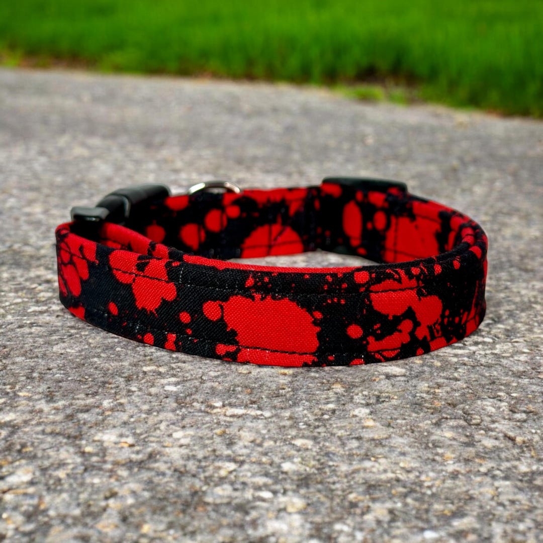 Blood Splatter Dog Collar, Halloween Dog Collar, Handmade Side Release ...