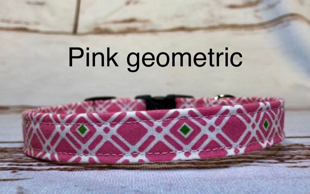 Pink Geometric Dog Collar: Adjustable Buckle Collar, Handmade Funny Dog ...