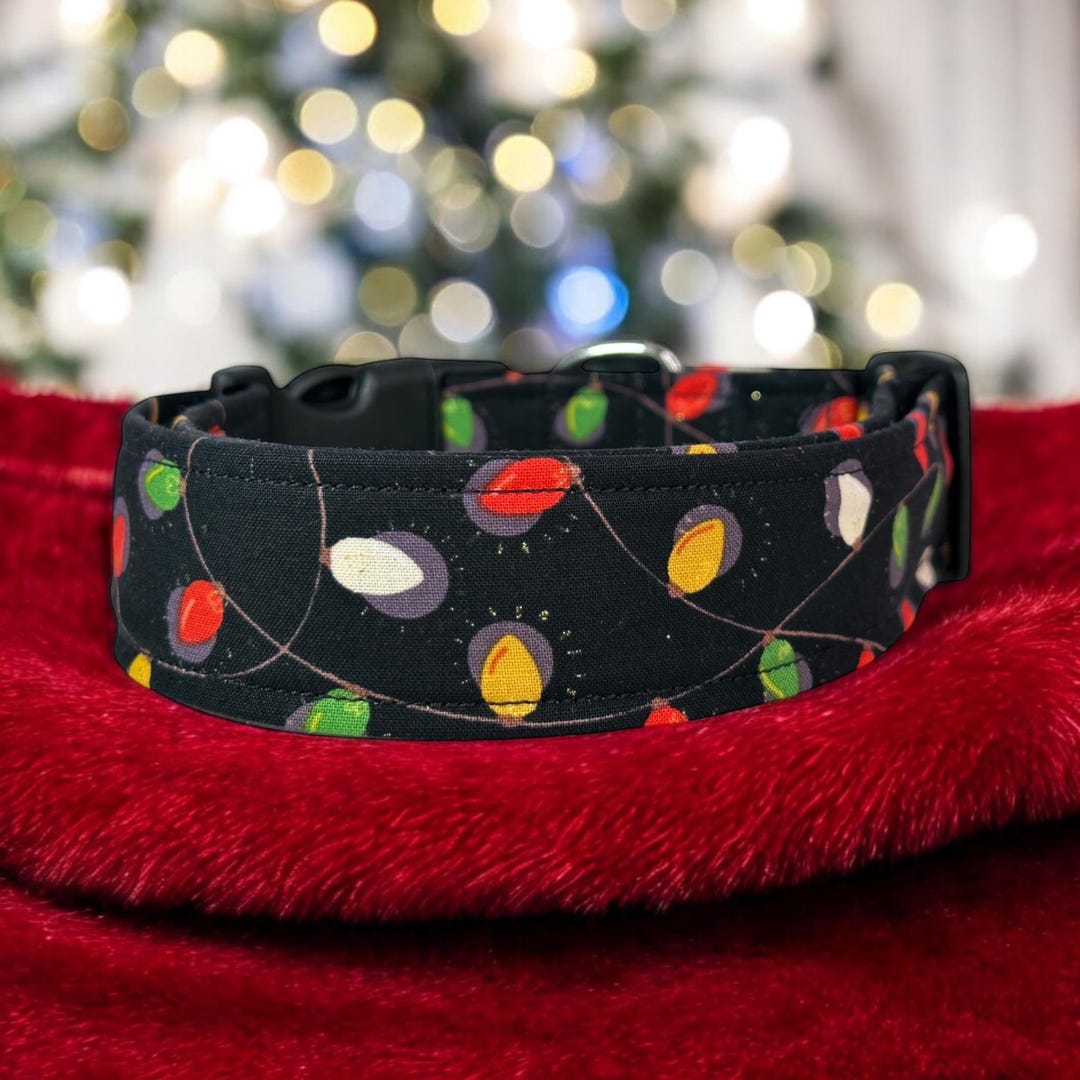 Christmas Lights Dog Collar: Handmade Adjustable Side Release, Handmade ...
