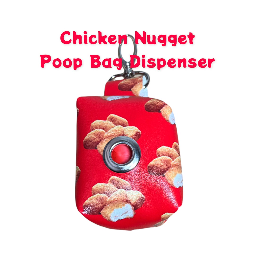 Chicken Nugget Faux Leather Dog Poop Bag Dispenser, Funny Handmade Dog ...