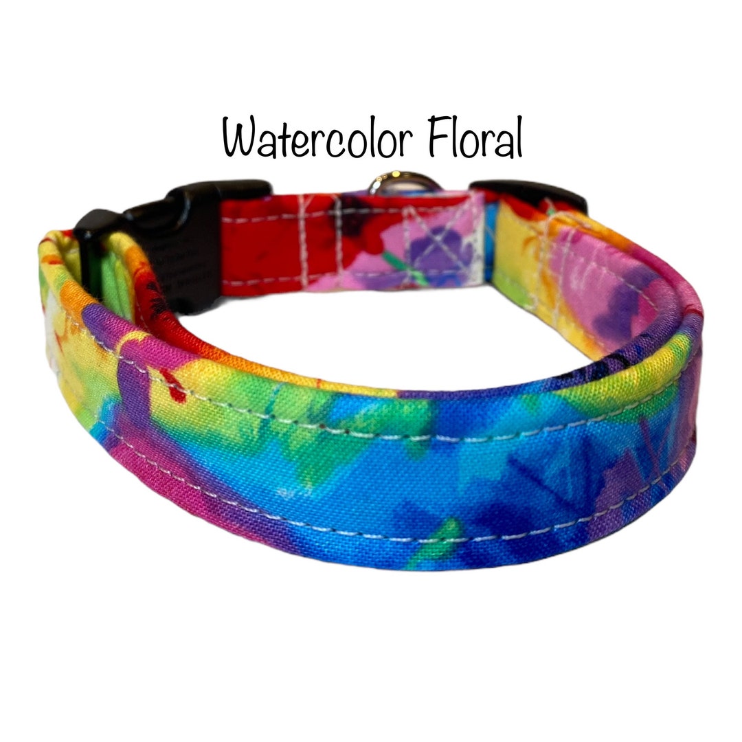 Watercolor Floral Dog Collar, Floral Dog Collar, Girl Dog Collar, Side ...