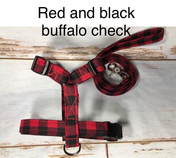 BUFFALO PLAID Adjustable Tartan Fall Harness Red Dog Harness Pet ...