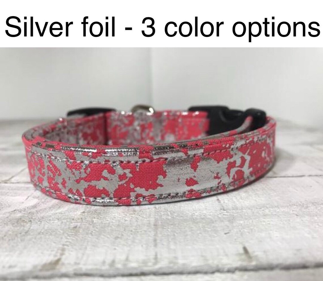 Silver Foil Dog Collar: Adjustable Buckle Collar, Handmade Funny Dog ...