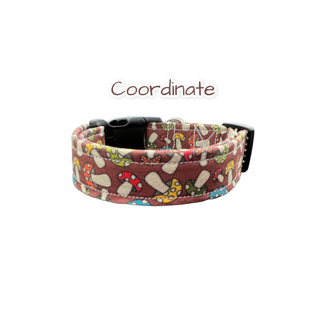 Mushroom Dog Collar, Brown Dog Collar, Adjustable Collar, Handmade ...