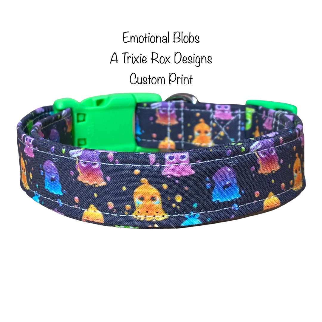 Funny Emotional Blobs Dog Collar: Adjustable Fabric Collar, Handmade ...