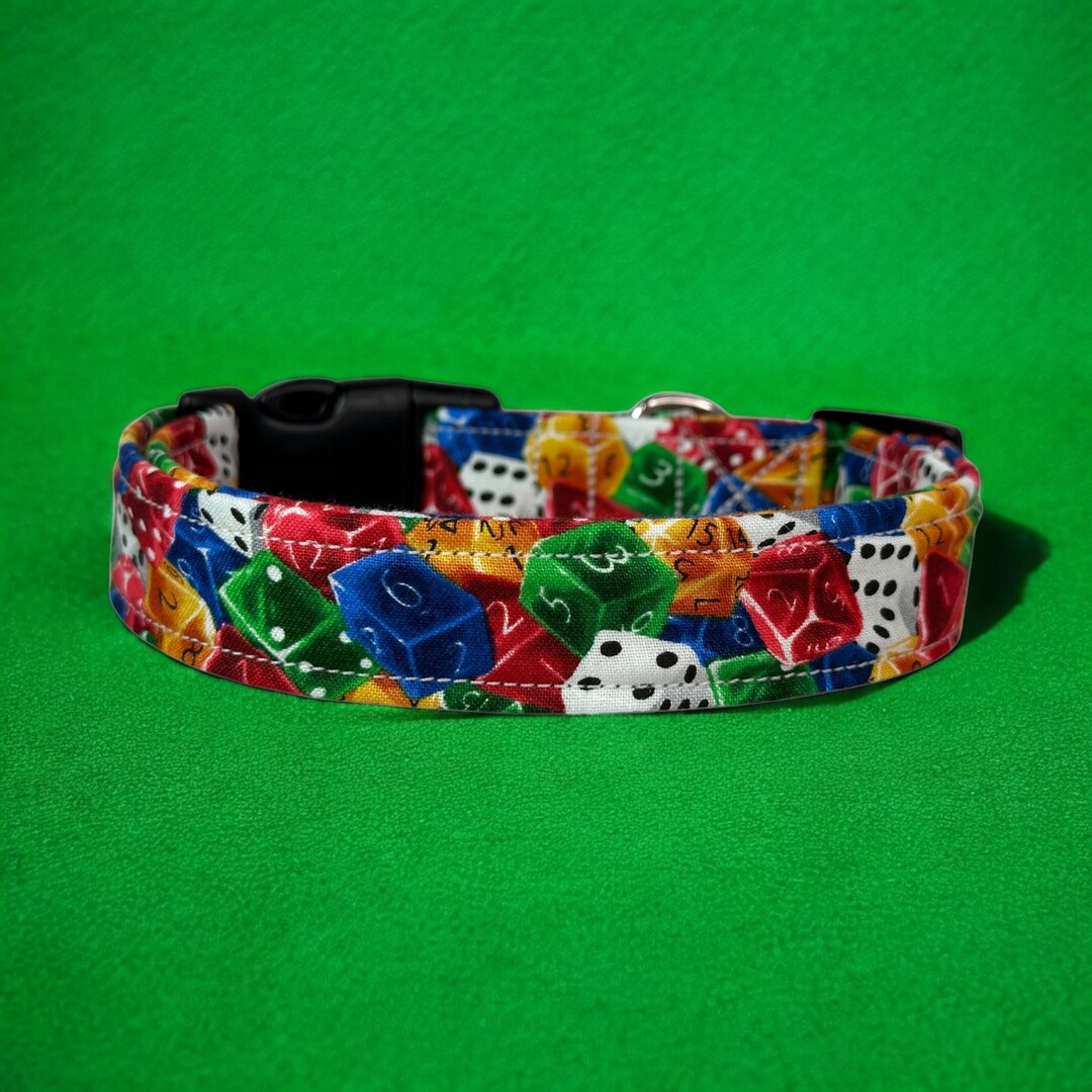 Dice Dog Collar: Handmade Adjustable Side Release Collar, Handmade ...