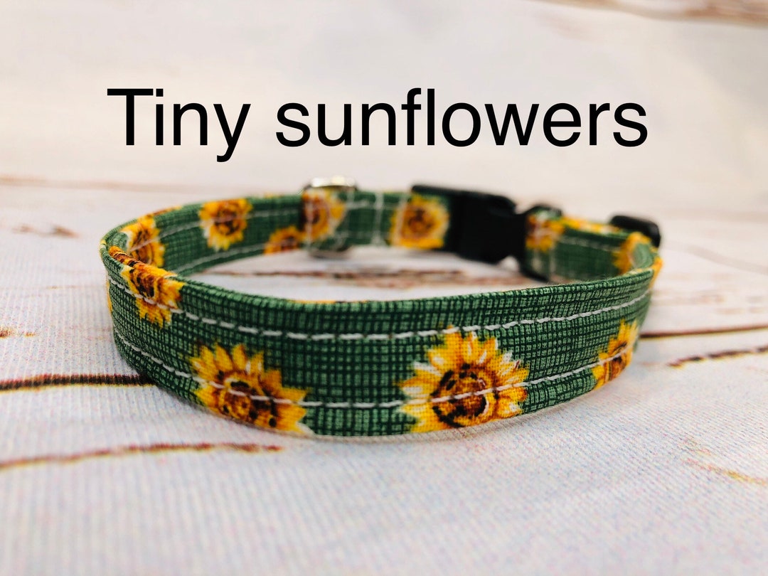 Sunflower Dog Collar, Green Dog Collar, Girl Dog Collar, Side Release ...
