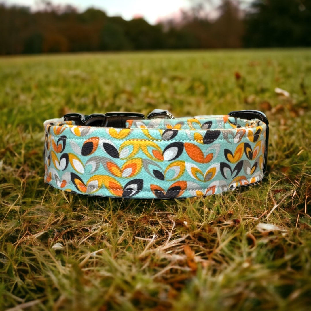 Retro Dog Collar: Mint Green & Orange, Handmade Adjustable Collar ...