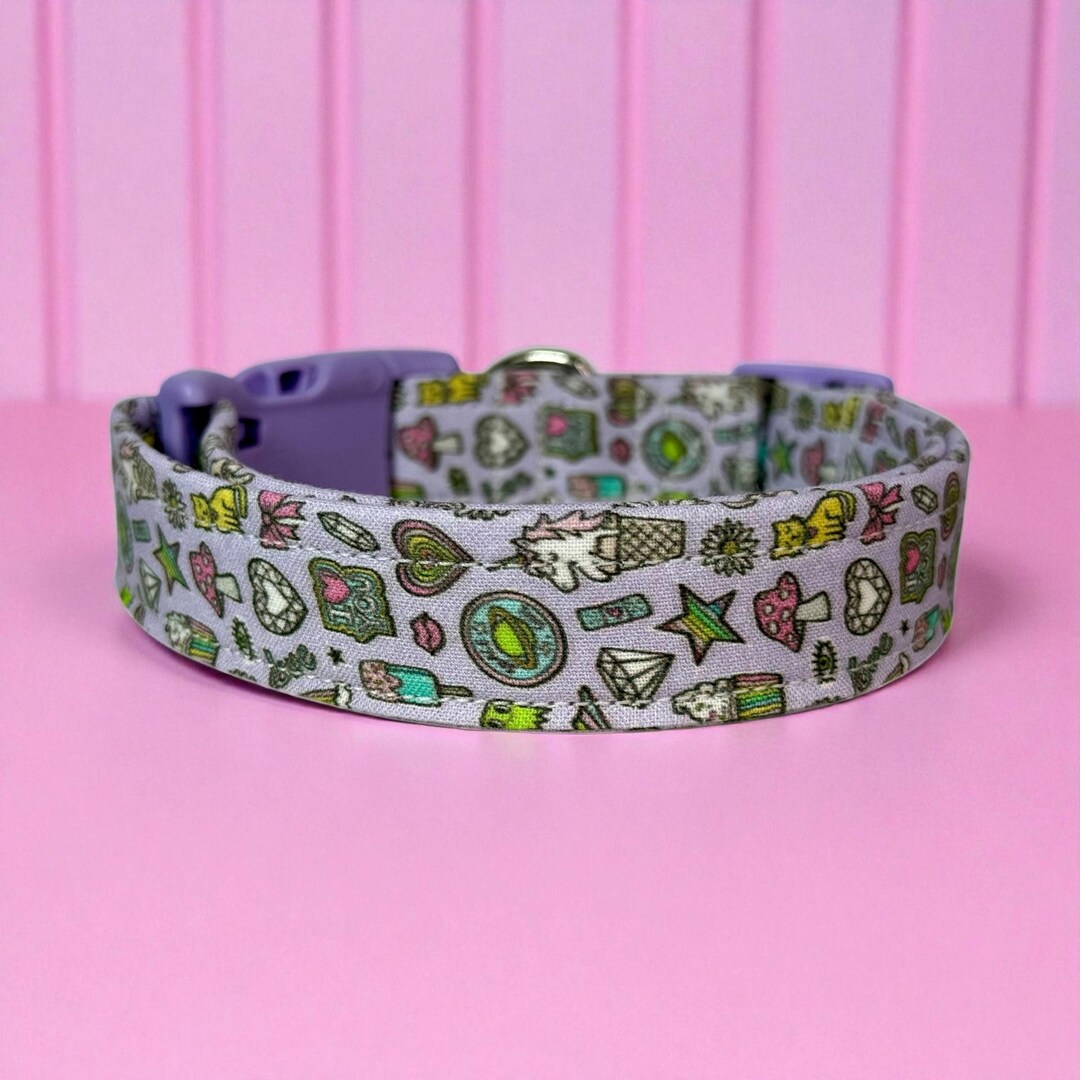 Handmade Doodle Dog Collar, Side Release Washable Fabric Adjustable Pet ...