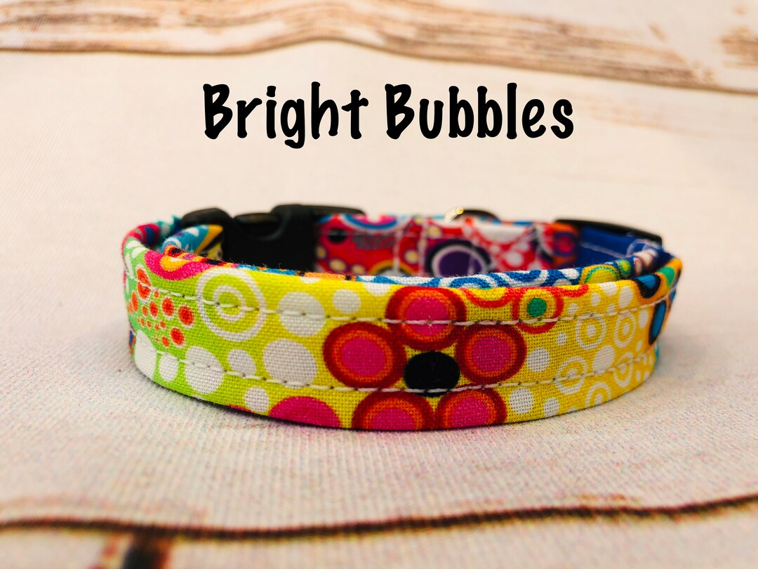Bright Bubbles Dog Collar: Adjustable Side Release Buckle, Handmade ...