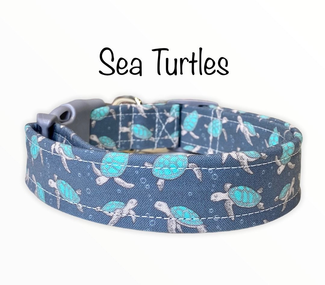 Sea Turtle Dog Collar: Adjustable Fabric Collar With Nylon Core - Etsy