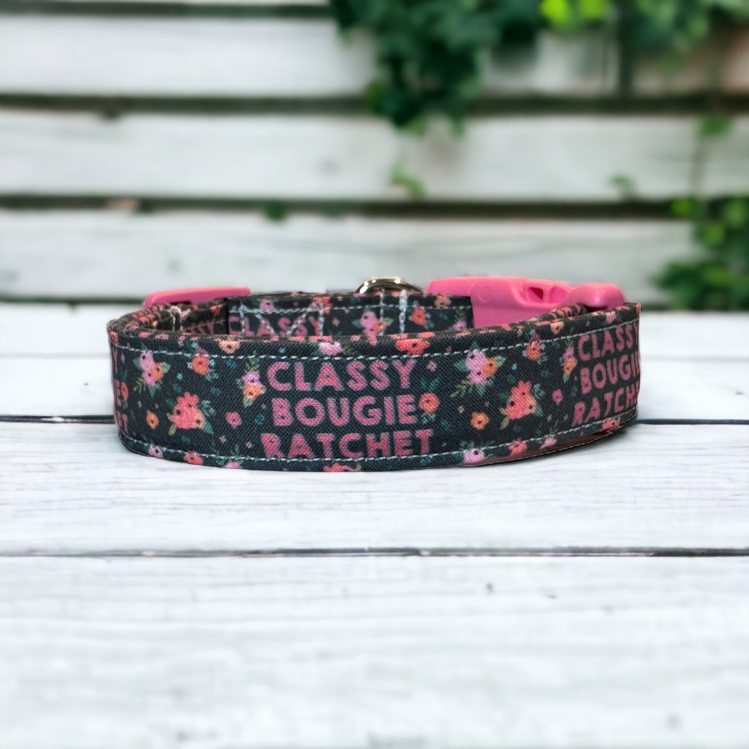 Classy Bougie Ratchet Floral Dog Collar: Adjustable, Washable Handmade ...