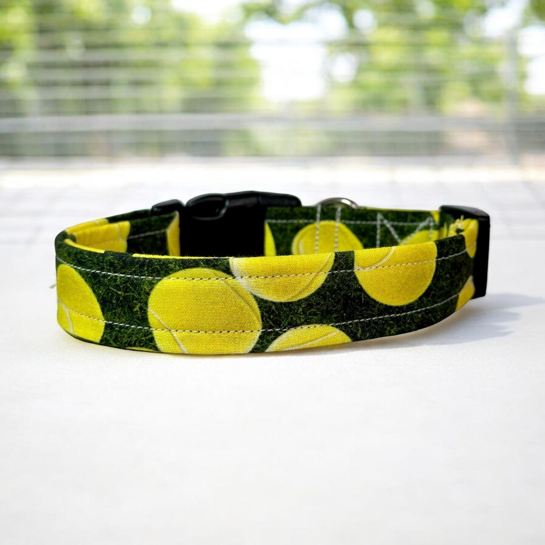 Handmade Tennis Ball Dog Collar: Washable, Personalized Side Release ...